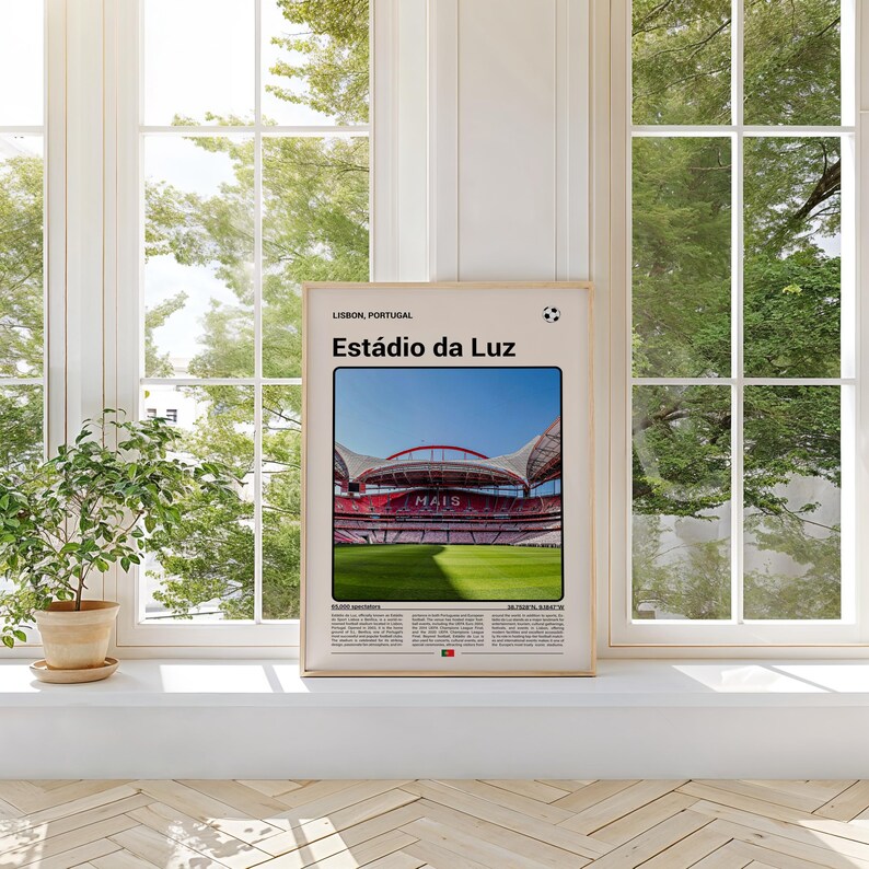 Estadio Da Luz Stadium Print, Benfica Poster, Lisbon Football Wall Art ...