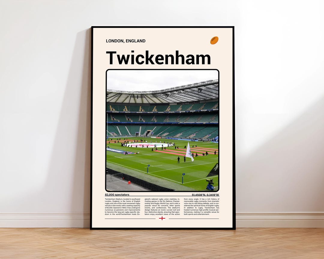 Twickenham Stadium Print, England Rugby Poster, London Sports Wall Art ...