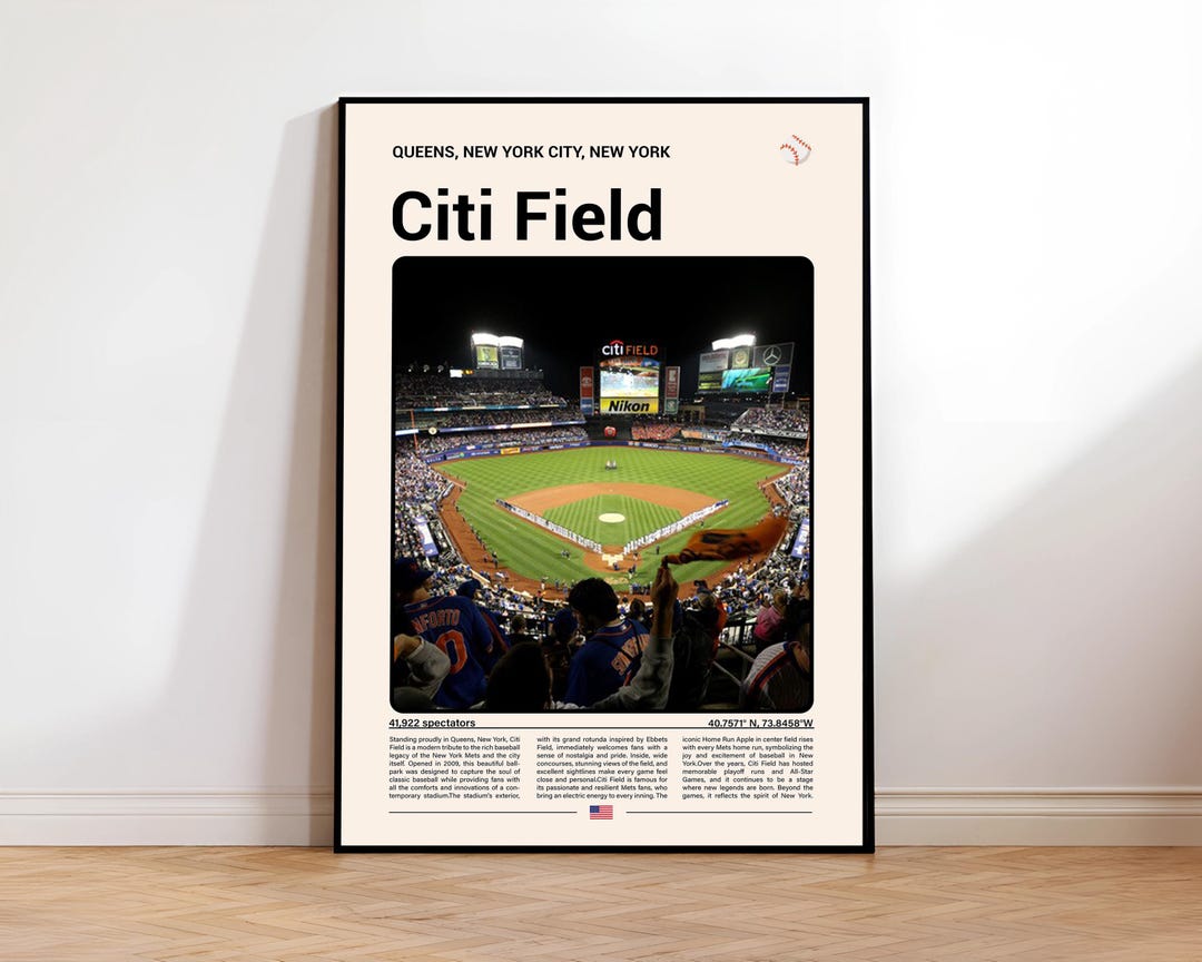 Citi Field Stadium Print, New York Mets Poster, Mets Baseball Wall Art ...