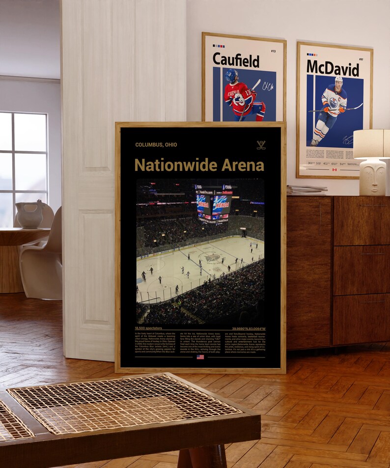 Nationwide Arena Print, Columbus Blue Jackets Mid Century Modern Hockey ...