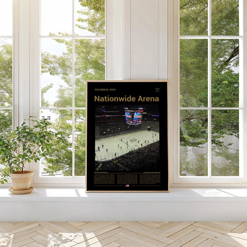 Nationwide Arena Print, Columbus Blue Jackets Mid Century Modern Hockey ...