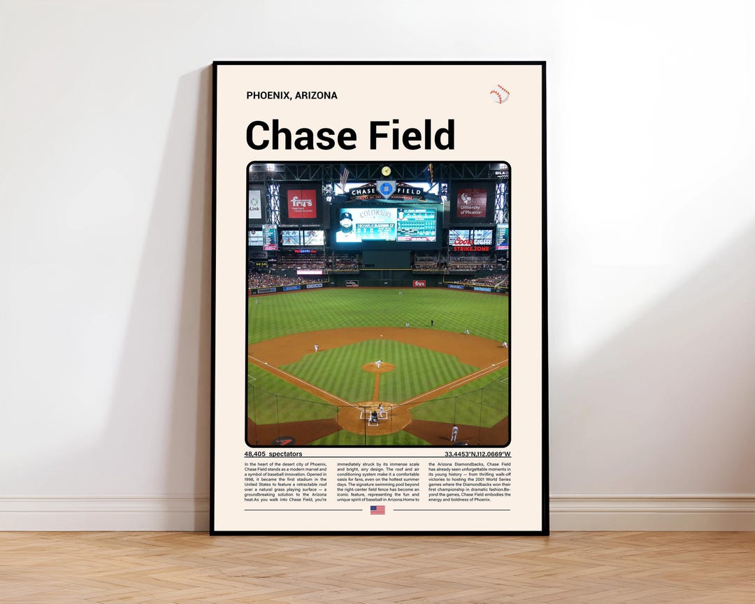 Chase Field Stadium Print, Arizona Diamondbacks Poster, Diamondbacks ...