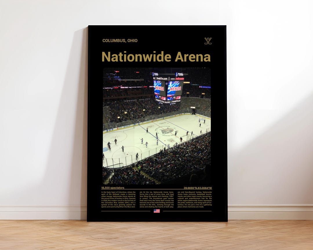 Nationwide Arena Print, Columbus Blue Jackets Mid Century Modern Hockey ...