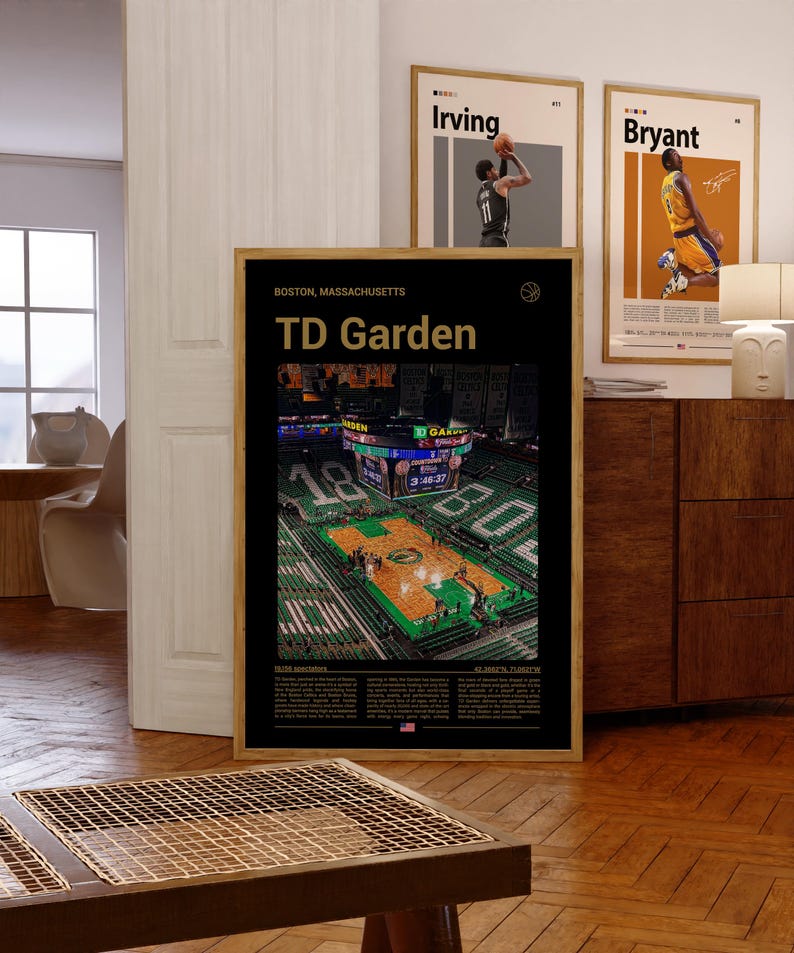 TD Garden Poster, Boston Celtics Stadium Print, Bruins Hockey Wall Art ...