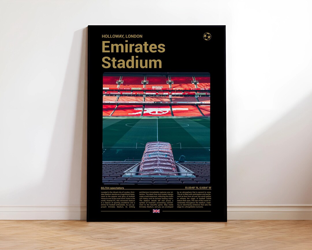 Emirates Stadium Print, Arsenal FC Poster, London Football Wall Art ...