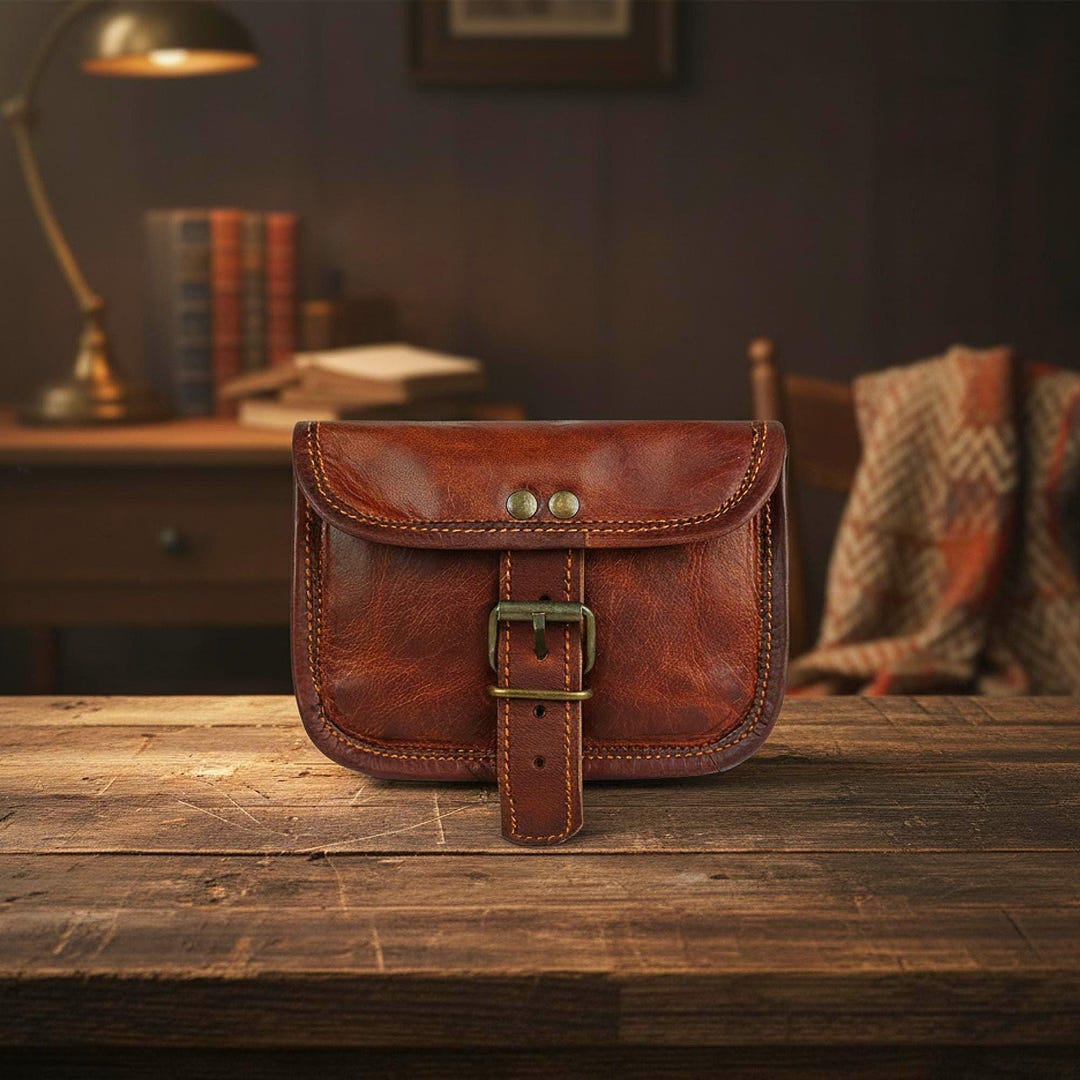Handmade Leather Belt Bag – Vintage Brown Goatskin Pouch - Etsy