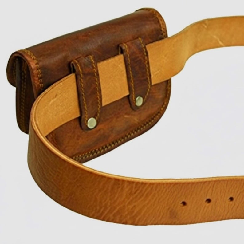 Handmade Leather Belt Bag – Vintage Brown Goatskin Pouch - Etsy