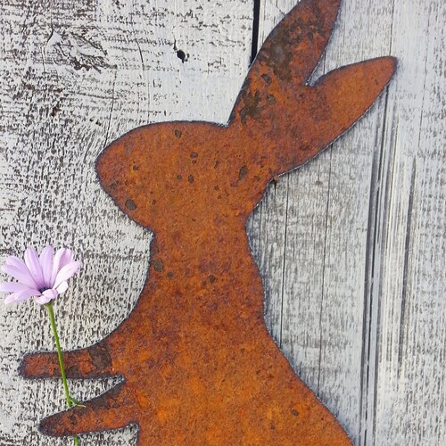 Metal Bunny Rabbit Rusty Metal Garden Art Easter Rusty Plasma - Etsy
