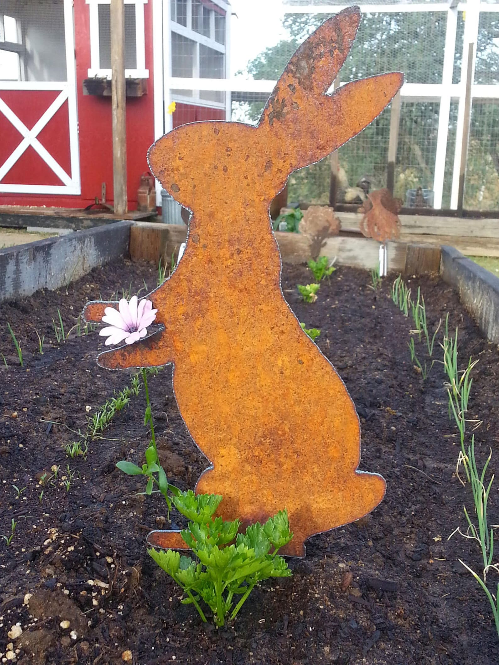 Metal Bunny Rabbit Rusty Metal Garden Art Easter Rusty Plasma Hand Cut ...