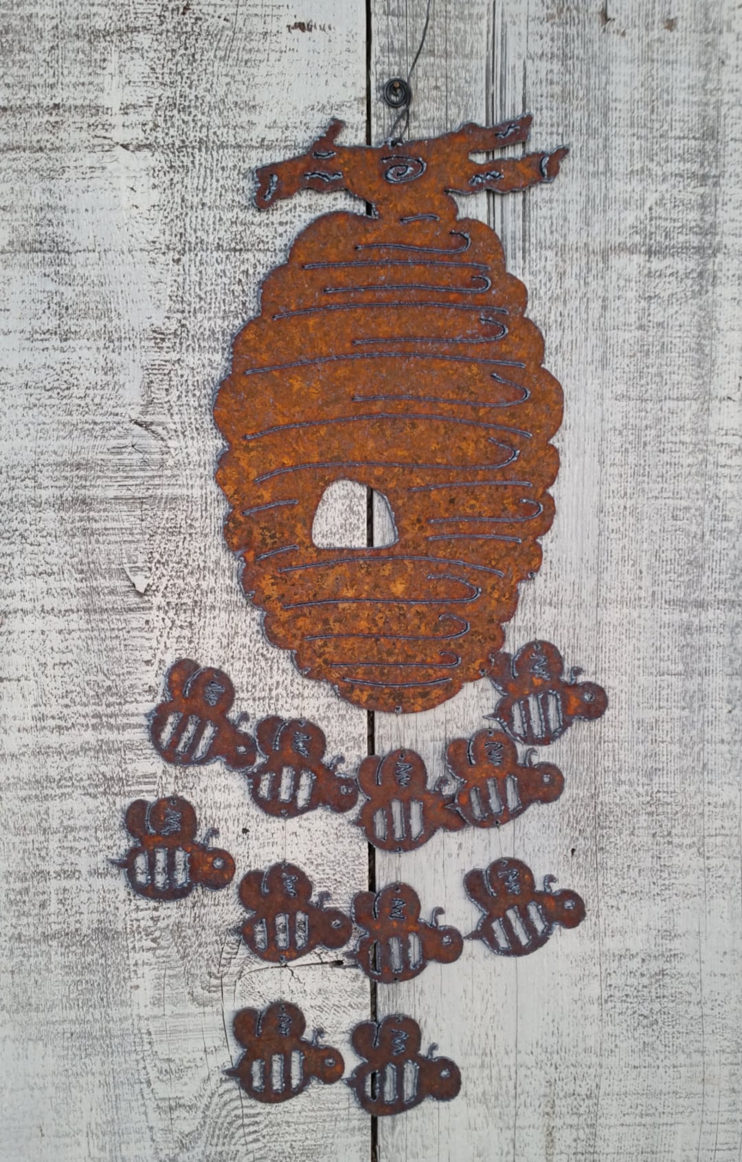 Beehive Bees Metal Wind Chime Gift Garden - Etsy