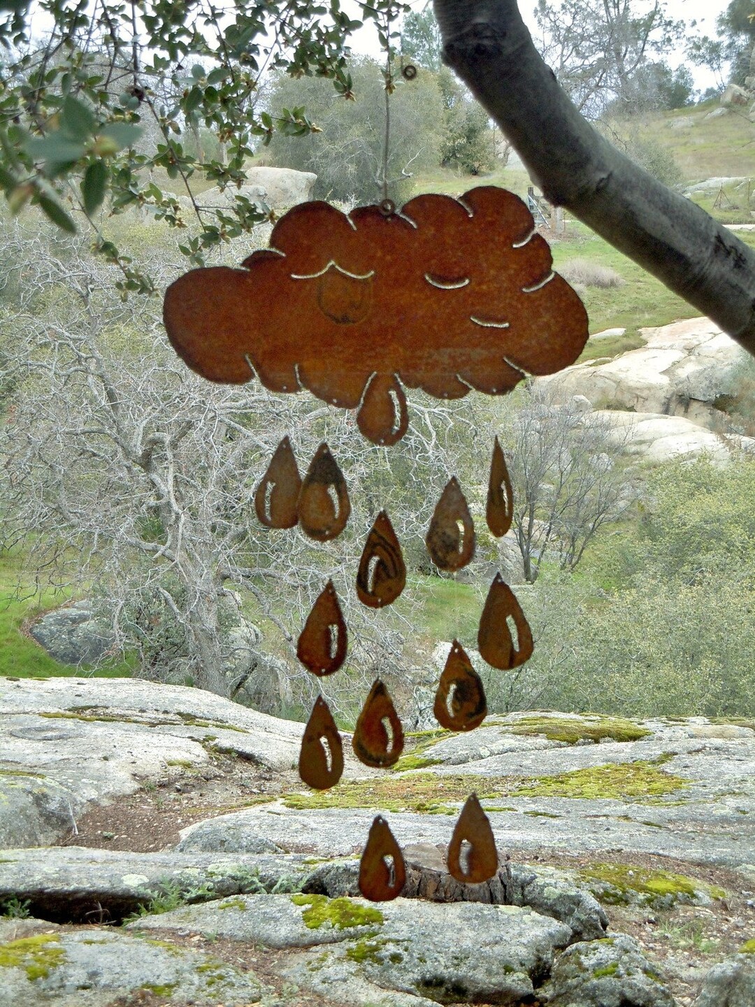 April Showers Cloud & Raindrop Rusty Metal Wind Chime - Etsy