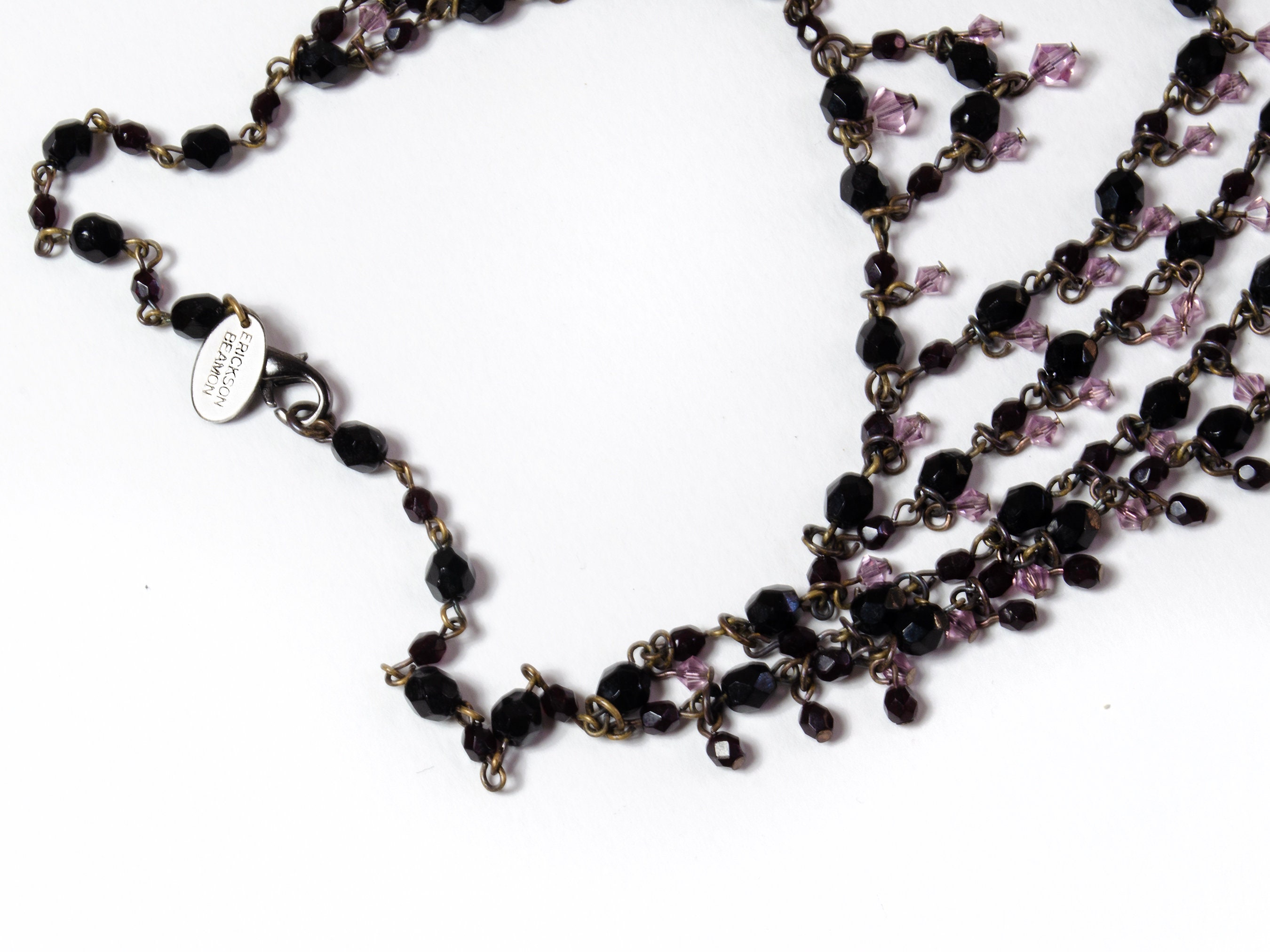 Erickson Beamon Jet Black and Lavender Crystal Multi-strand Bib Choker ...