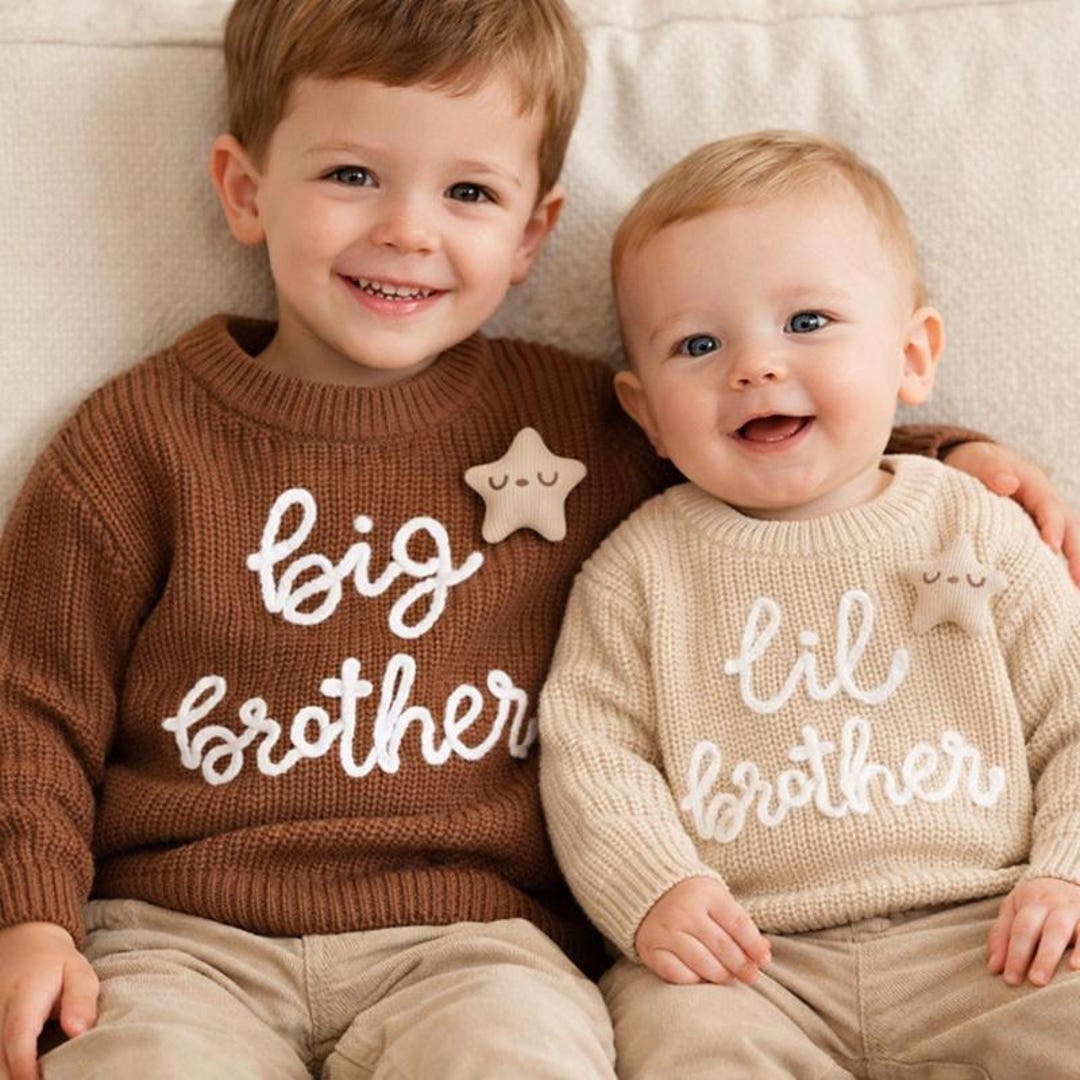 Big Brother Little Brother Sweater , Matching Sibling Knitwear Gender ...