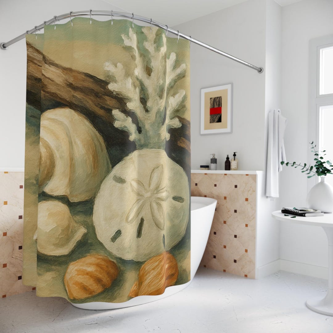Seashell Shower Curtain, Beach House Coastal Decor - Etsy