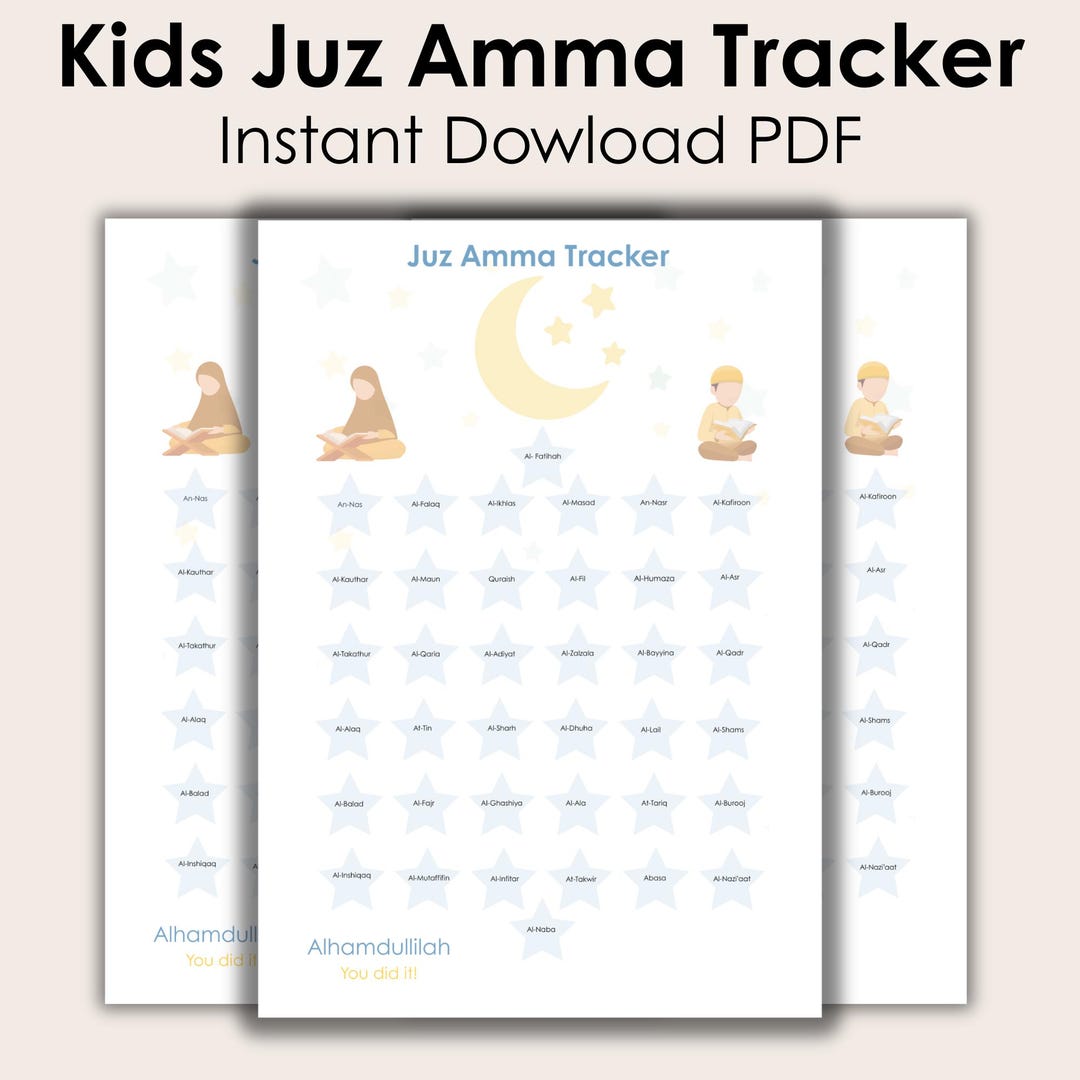 Kids Juz Amma Quran Tracker | Islamic Printable (PDF) - Etsy