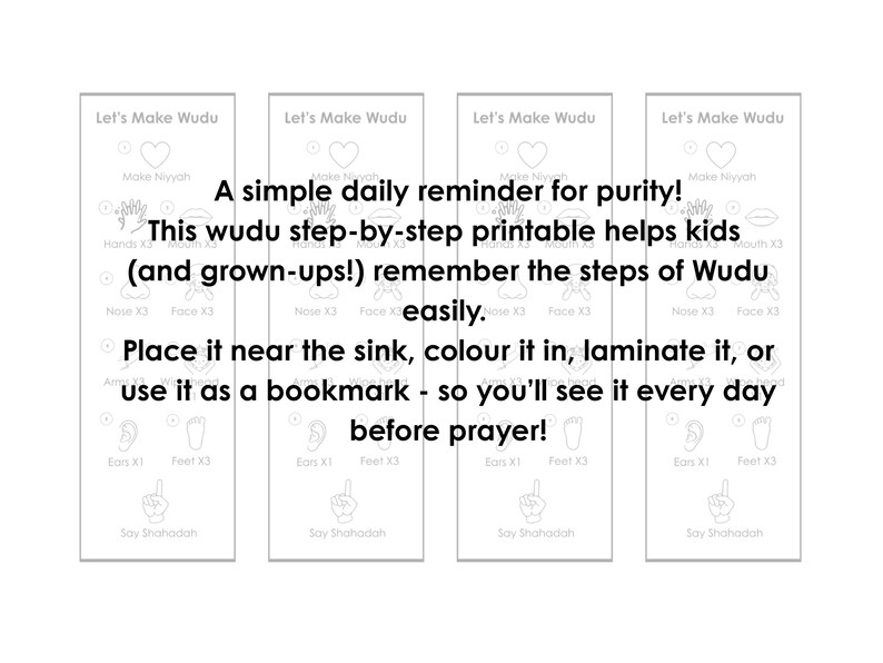Wudu Guide Printable, Islamic Learning for Kids (PDF) - Etsy