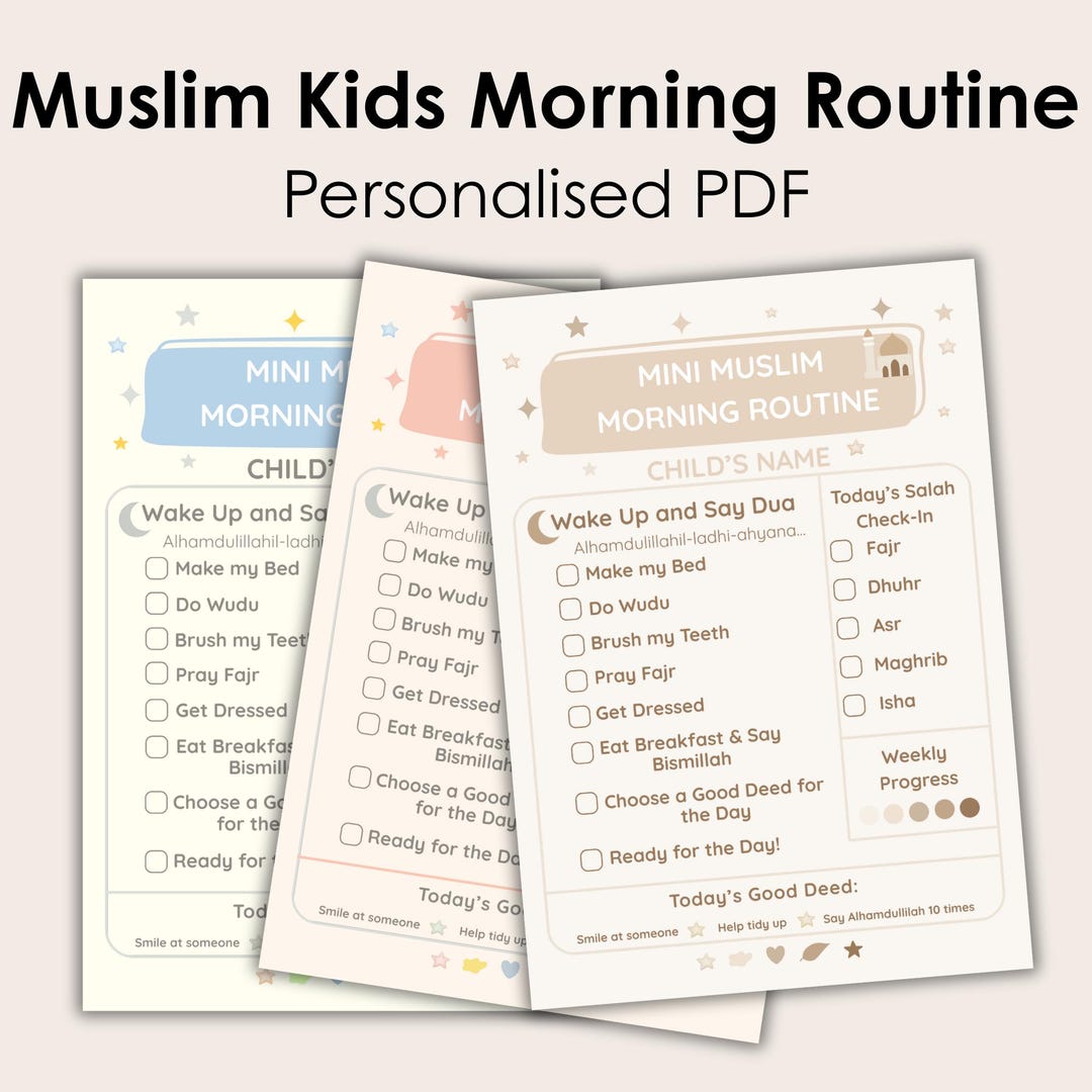 Kids Morning Routine Chart, Personalised Islamic Daily Routine, Ramadan ...