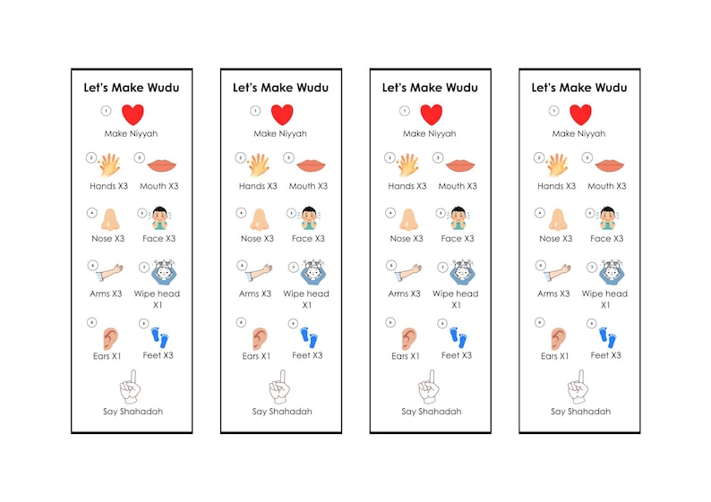 Wudu Guide for Kids, Islamic Learning, Ablution Steps (PDF) - Etsy