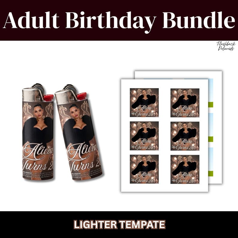 Adult Birthday Bundle Editable Canva Template | Hookah Label Template ...
