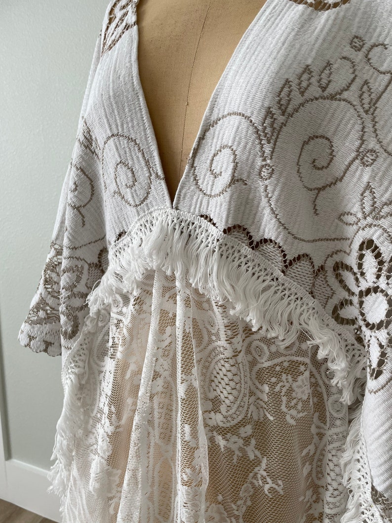 Vintage Lace Wedding Dress Two Tone Lace Plunging Deep V - Etsy