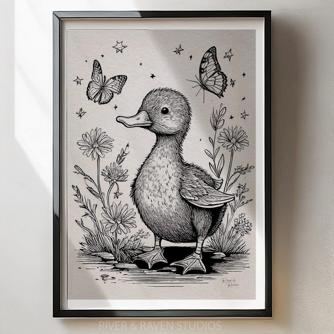 Baby Duck: Yorkshire Cottagecore Nursery Art (digital Download) - Etsy