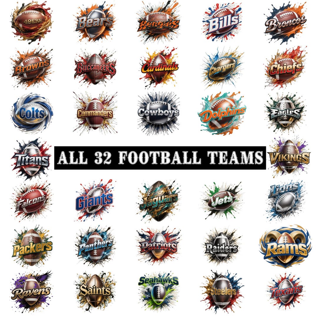 3D Football Logo Team PNG Bundle | All 32 Team Logo Clipart, Sports ...