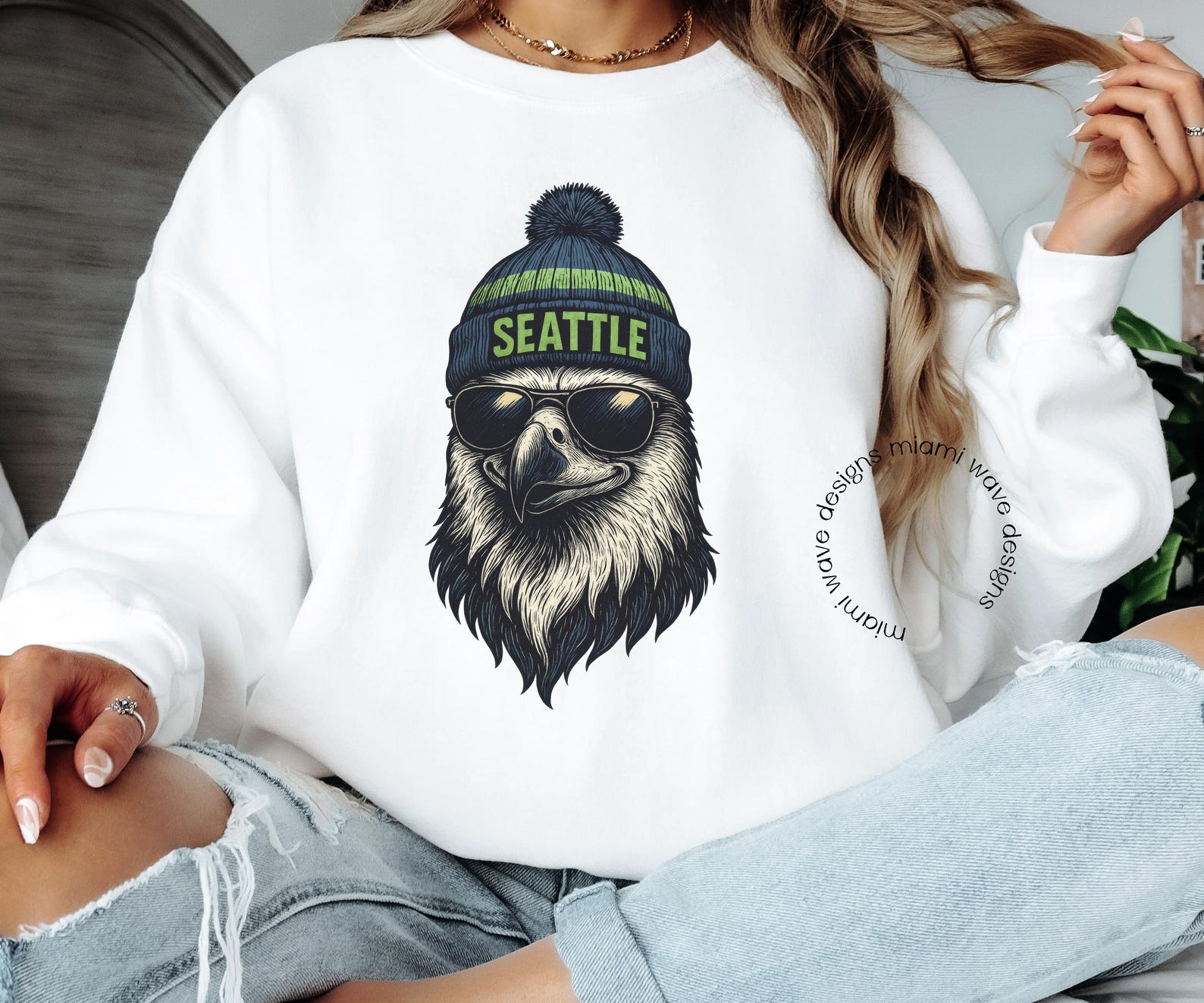 Vintage Seattle Football PNG: Seahawk Mascot T-shirt Design (digital ...