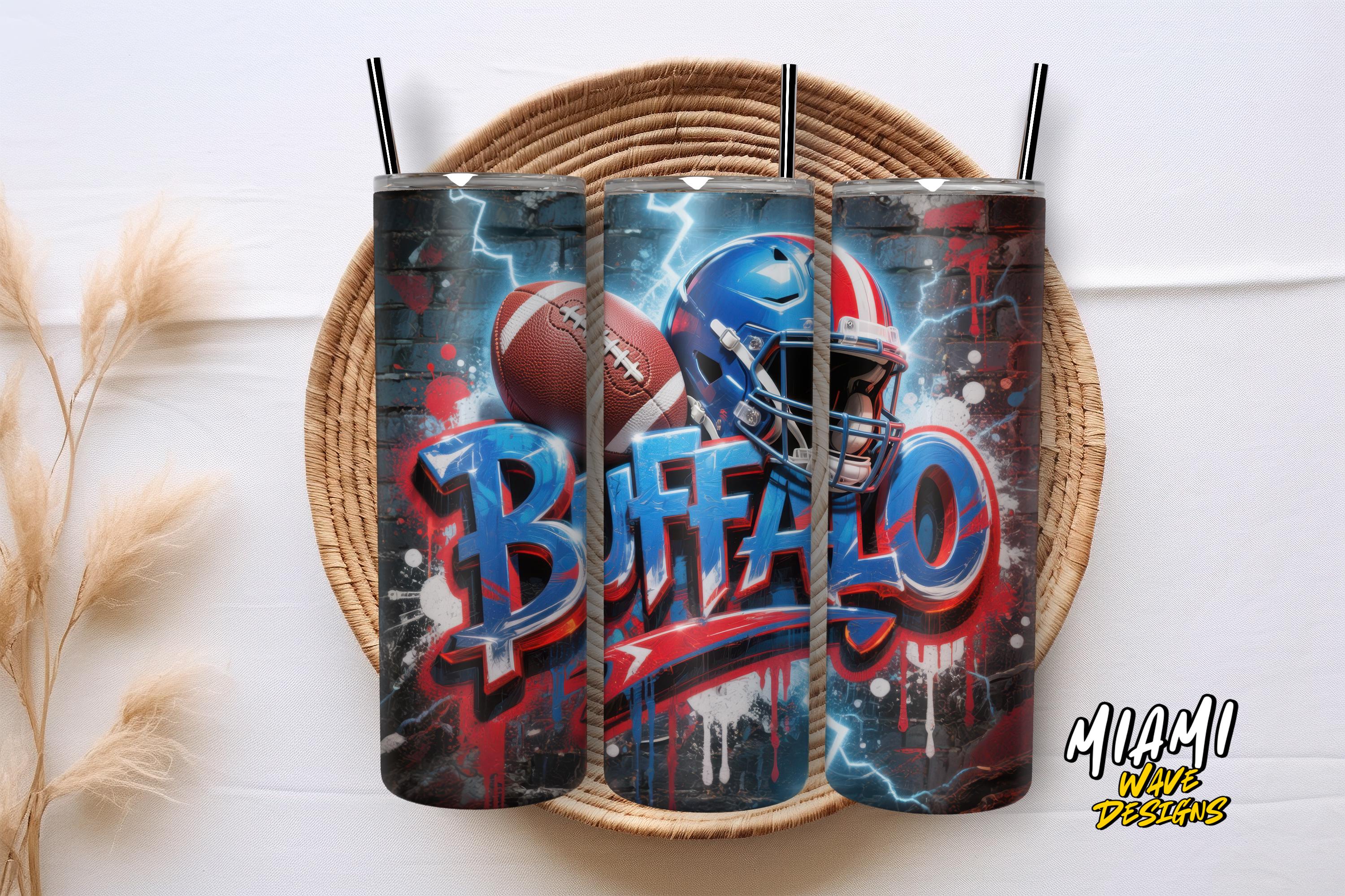 Graffiti Football Team Buffalo Sublimation PNG -20oz Tumbler Wrap 0185 ...