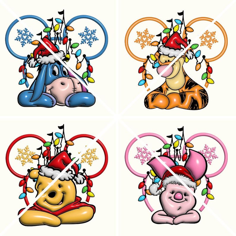 Winnie the Pooh Christmas Light PNG, Pooh Friends Xmas (digital ...