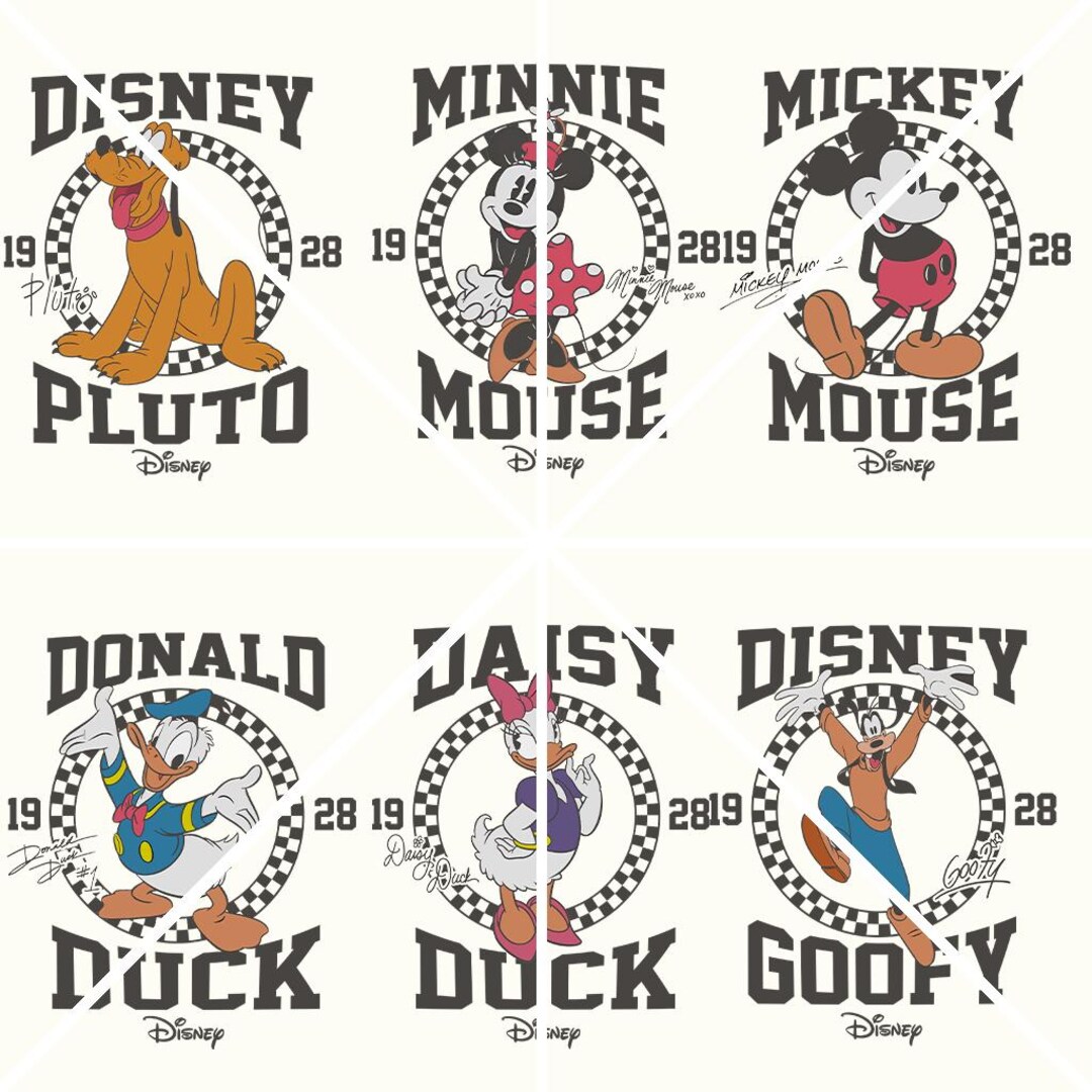 Retro Mickey and Friends Checkered Circles, PNG, Retro Disney Digital ...