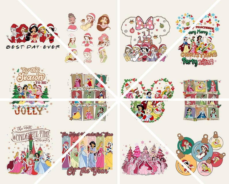 Disney Princess Christmas Bundle +12 PNG: Princess Christmas Party Png ...