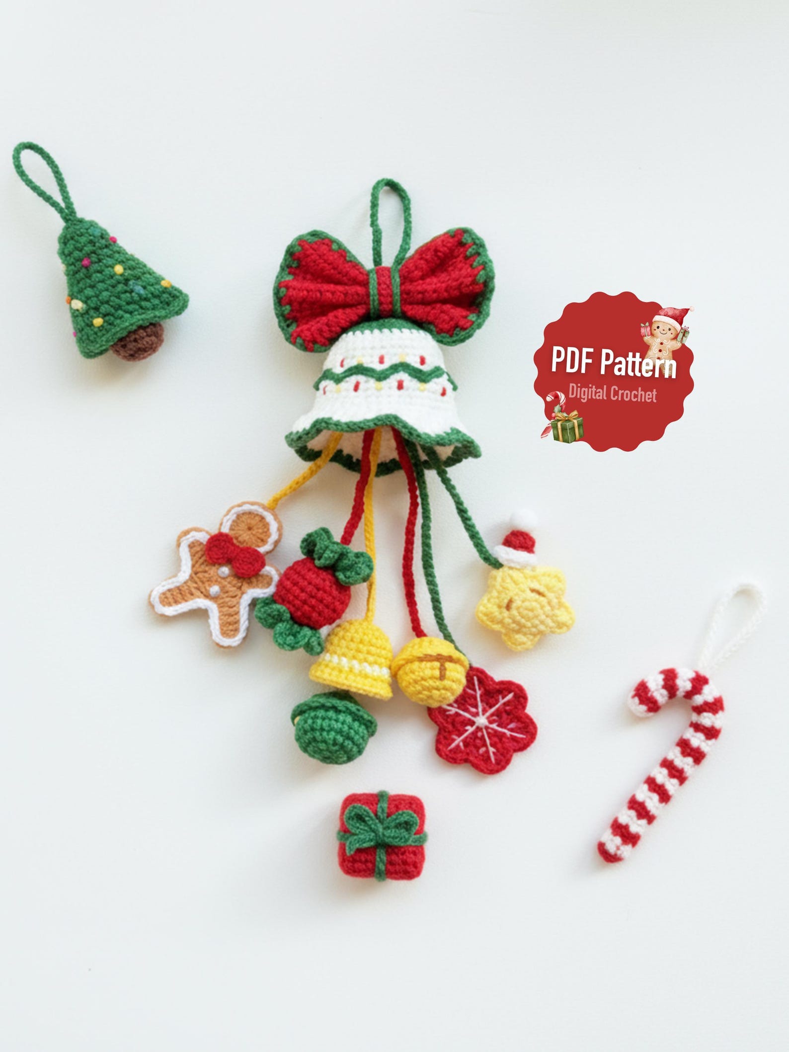 Christmas Wind Chime Crochet Pattern Festive Amigurumi Decoration PDF ...