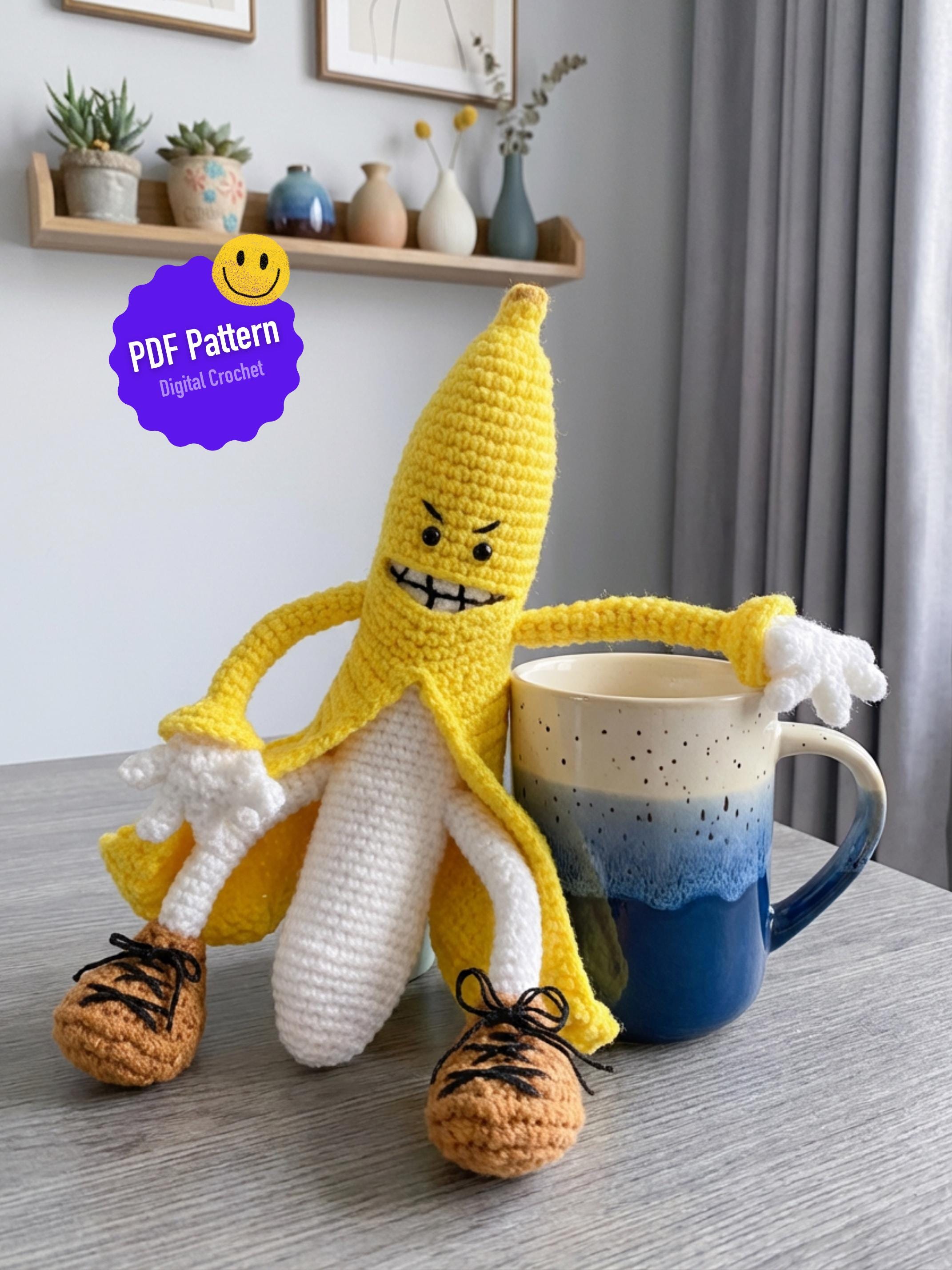 Bully Banana Amigurumi Crochet Pattern – Posable Banana Doll, Funny ...