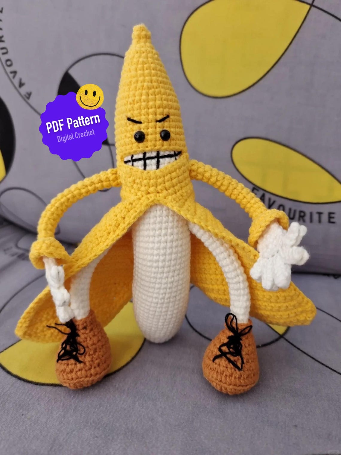 Bully Banana Amigurumi Crochet Pattern – Posable Banana Doll, Funny ...