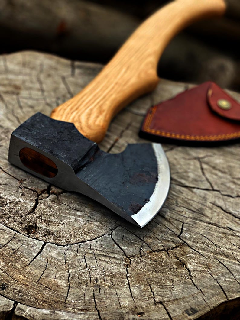 Hand Forged Bushcraft Axe. Wood Carving Hatchet. Handmade Camping Axe ...