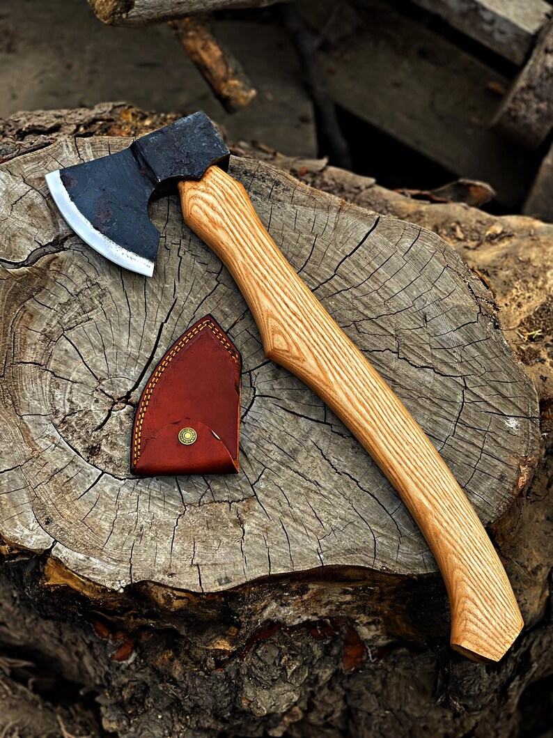Hand Forged Bushcraft Axe. Wood Carving Hatchet. Handmade Camping Axe ...