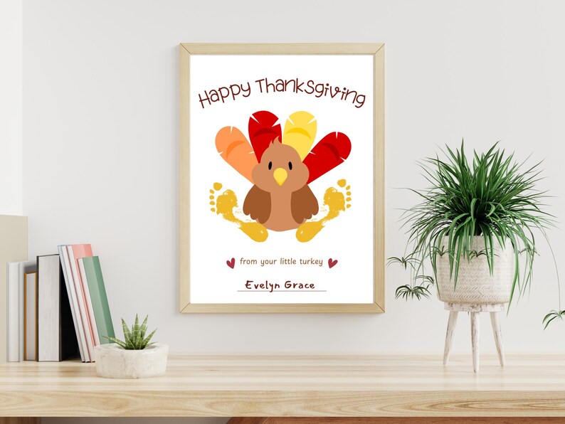 Turkey Footprint Art, Thanksgiving DIY Kids Craft, Fall Crafts for Kids ...