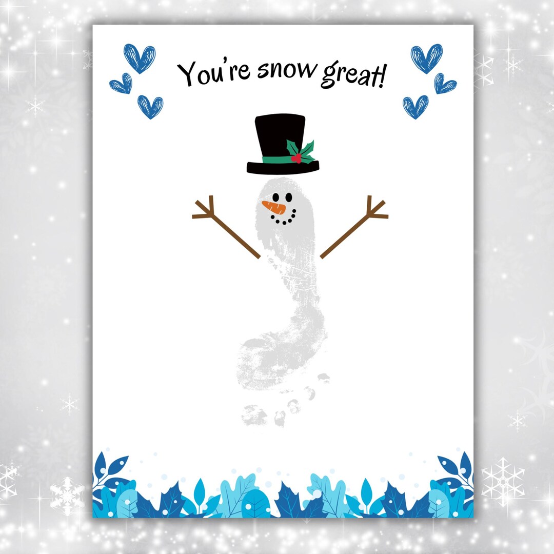 Christmas Snowman Footprint Art, DIY Kids Craft (digital Download) - Etsy