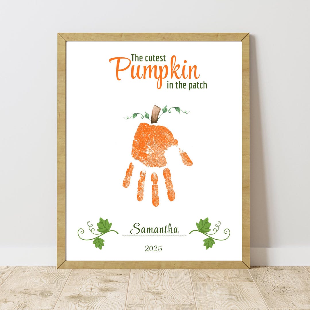 Pumpkin Handprint Art Keepsake: Fall Craft Template (digital Download ...