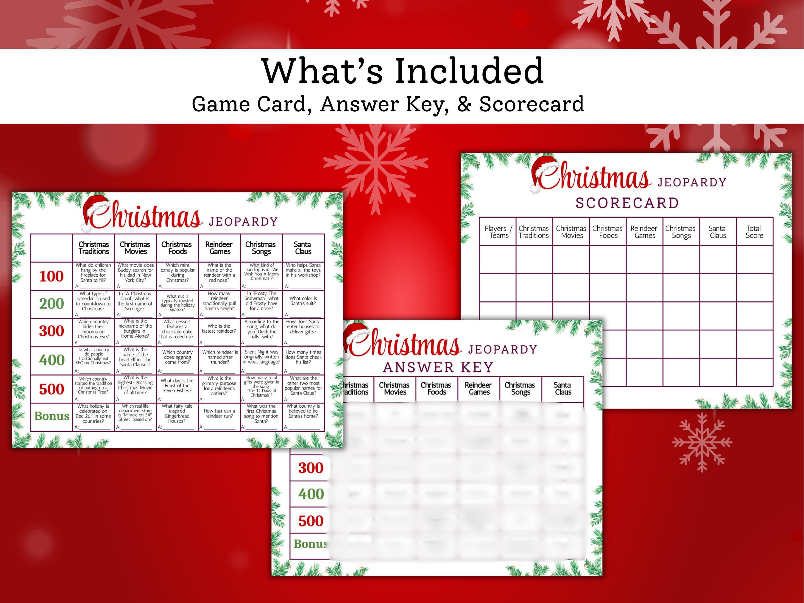 Christmas Jeopardy, Holiday Trivia Game, Christmas Printable Game ...