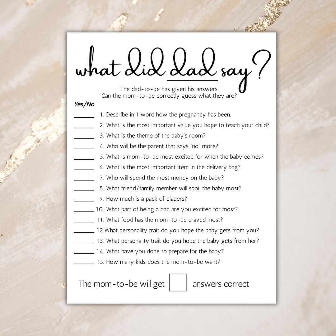 What Did Dad Say Game: Baby Shower Printable (digital Download) - Etsy