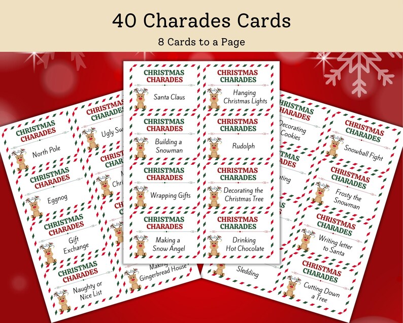 Christmas Charades Game, Holiday Party Icebreaker (instant Download) - Etsy