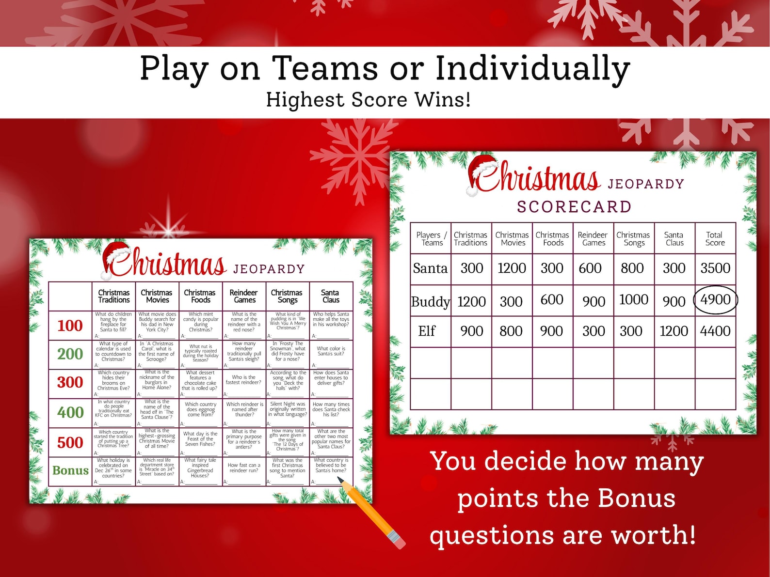 Christmas Jeopardy, Holiday Trivia Game, Christmas Printable Game ...