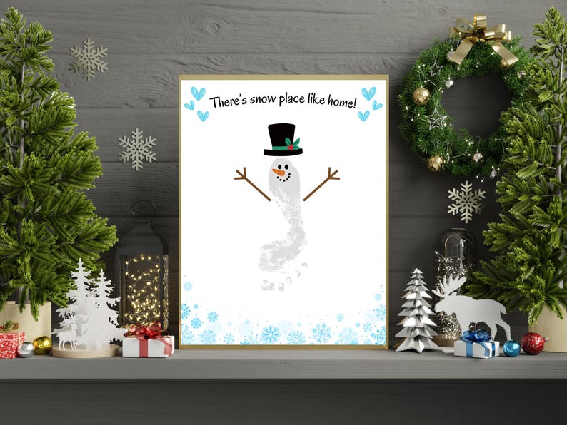 Snowman Footprint Art, Christmas Handprint Keepsake (digital Download ...