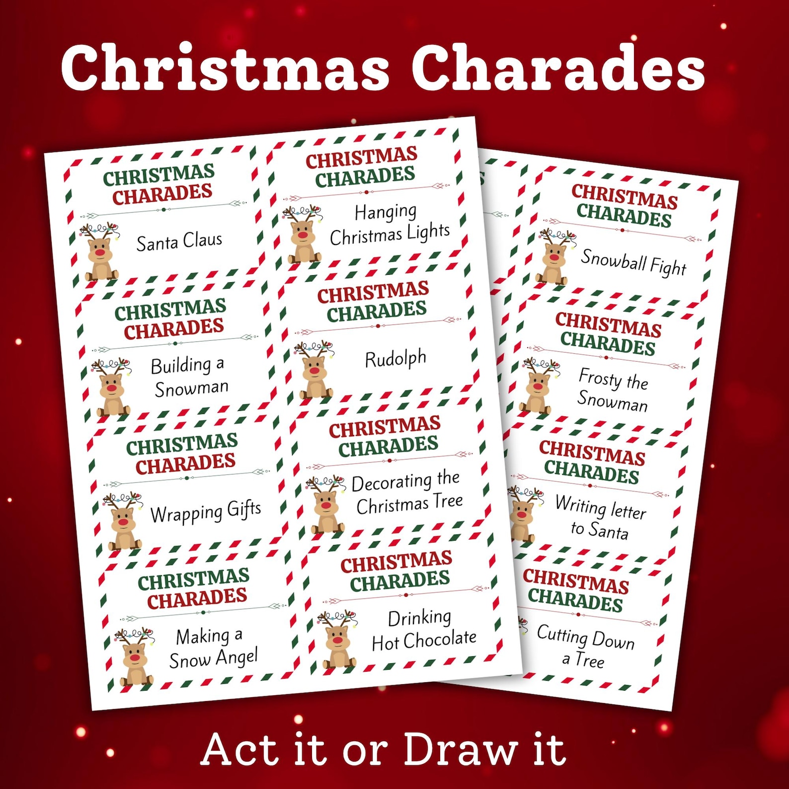 Christmas Charades Game, Holiday Party Icebreaker (instant Download) - Etsy