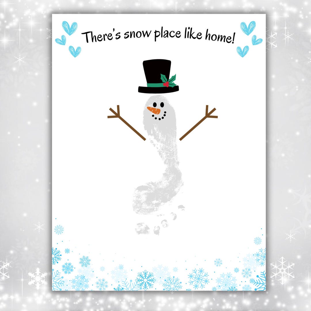 Snowman Footprint Art, Christmas Handprint Keepsake (digital Download ...