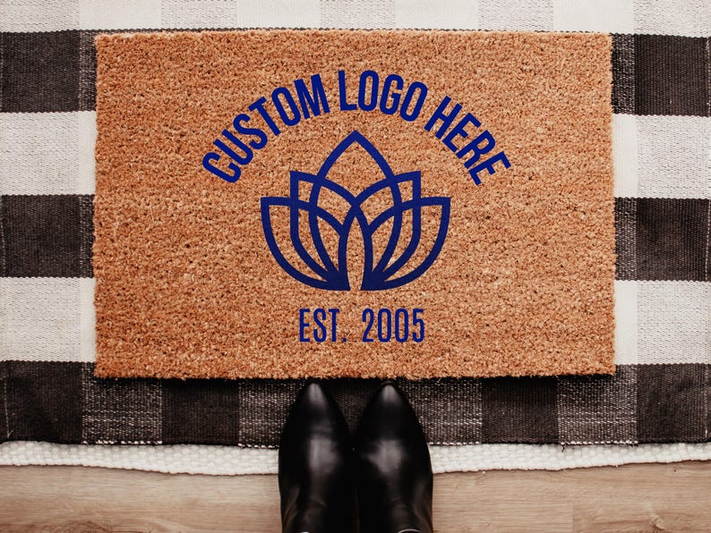 Business Logo Custom Door Mat / Your Logo Here / Personalized Doormat ...