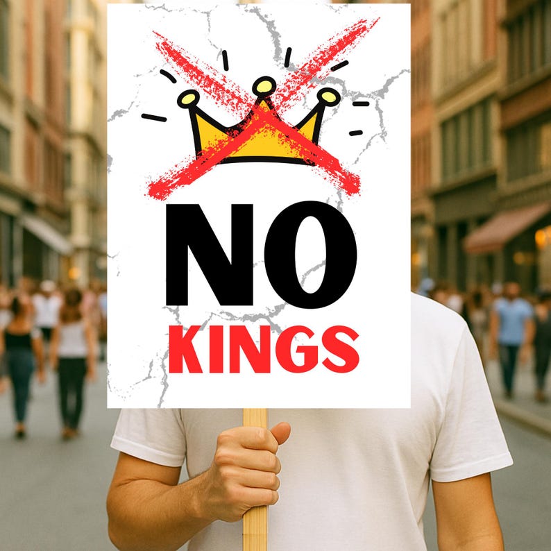 No Kings Protest Poster Sign – Anti Trump Resistance Political Activist ...