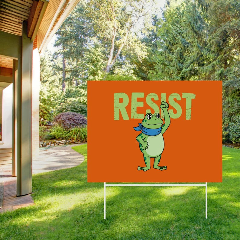 Portland Frog Anti-ice Protest Yard Sign - Anti-trump, No Kings in ...