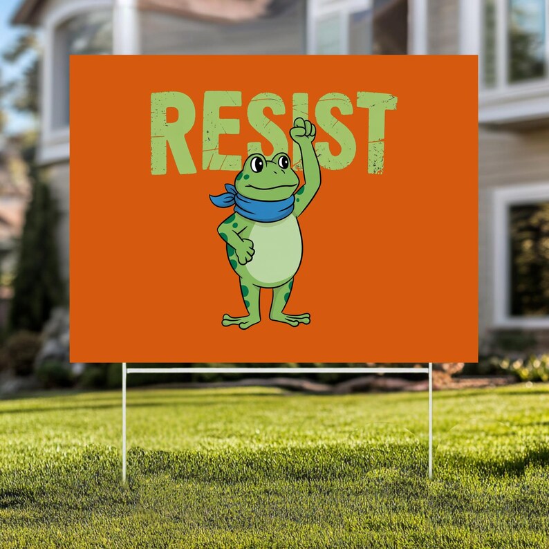 Portland Frog Anti-ice Protest Yard Sign - Anti-trump, No Kings in ...